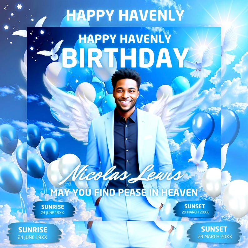 Balloon Release, in Loving Memory Flyer, Memorial Funeral Announcement ...