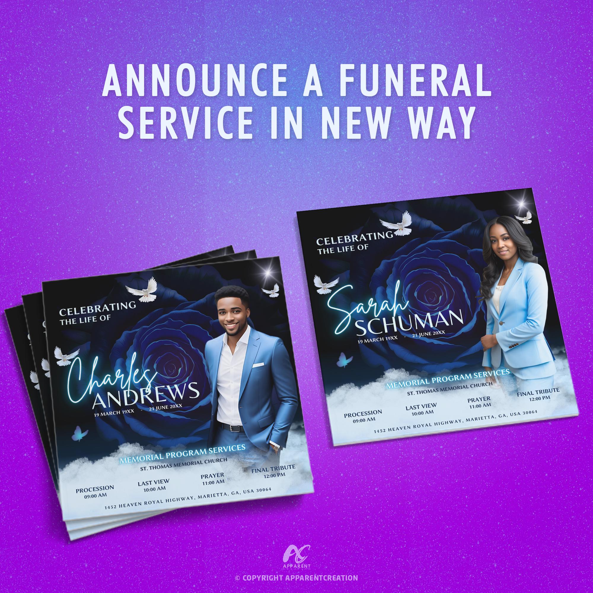 Memorial Funeral Announcement Flyer, Funeral Announcement Template ...