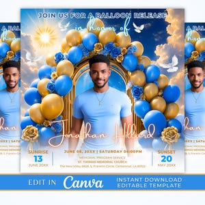 Balloon Release, in Loving Memory Flyer, Memorial Funeral Announcement ...