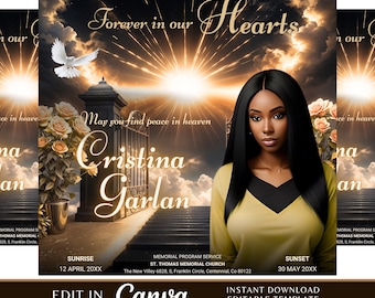 Memorial Funeral Announcement Flyer, Funeral Announcement Template, Funeral Invite Invitation ...