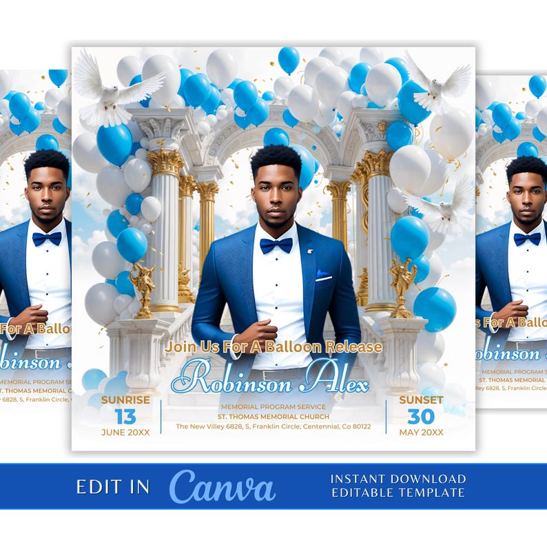 Balloon Release, in Loving Memory Flyer, Memorial Funeral Announcement ...