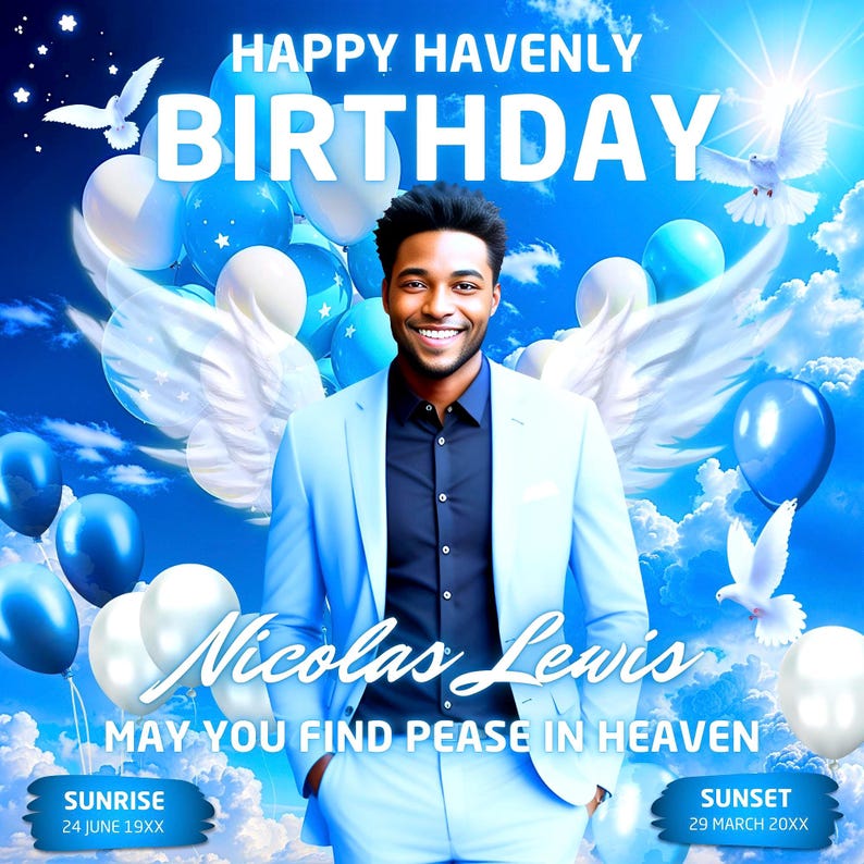 Balloon Release, in Loving Memory Flyer, Memorial Funeral Announcement ...