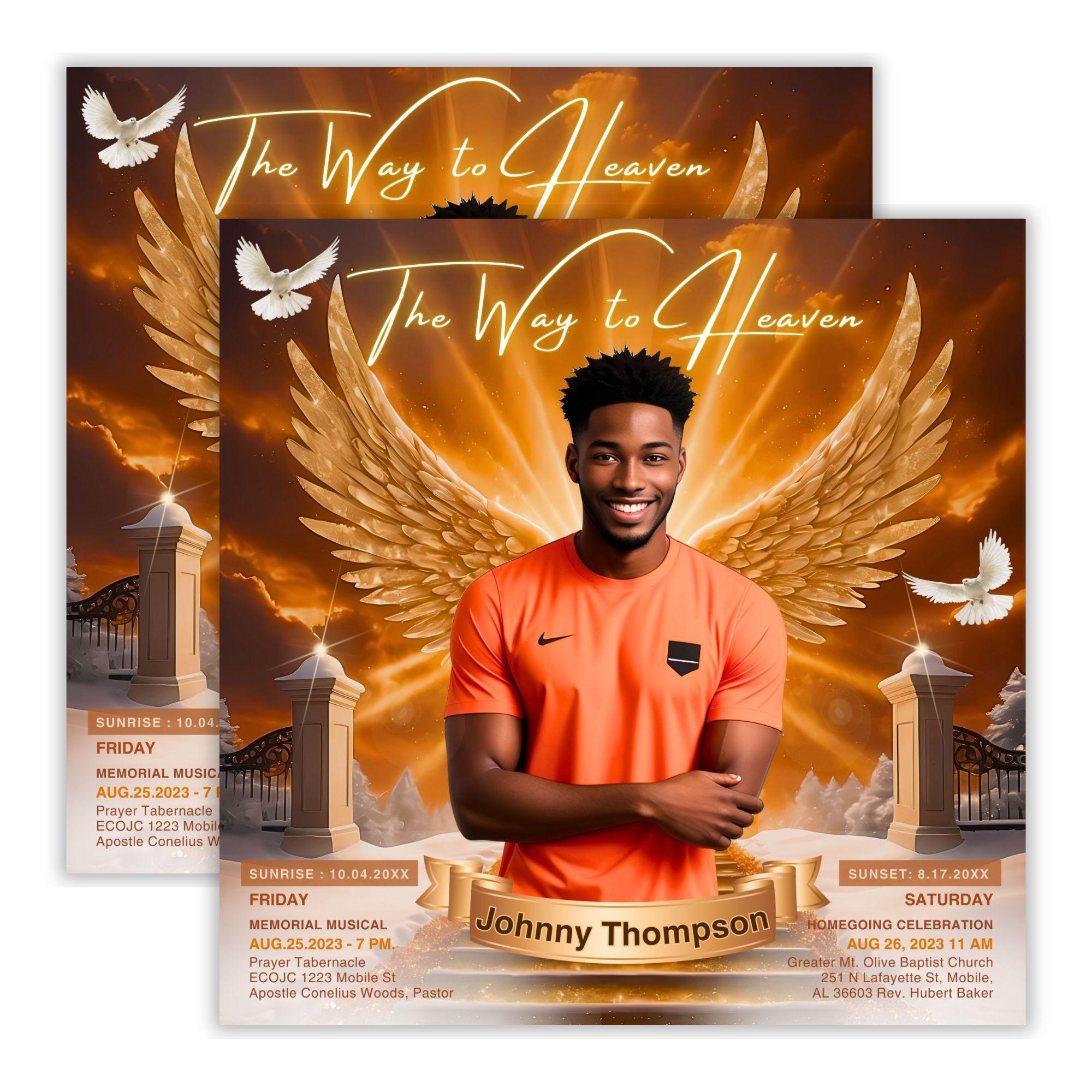 Memorial Funeral Announcement Flyer, Funeral Announcement Template, Funeral Invite Invitation ...