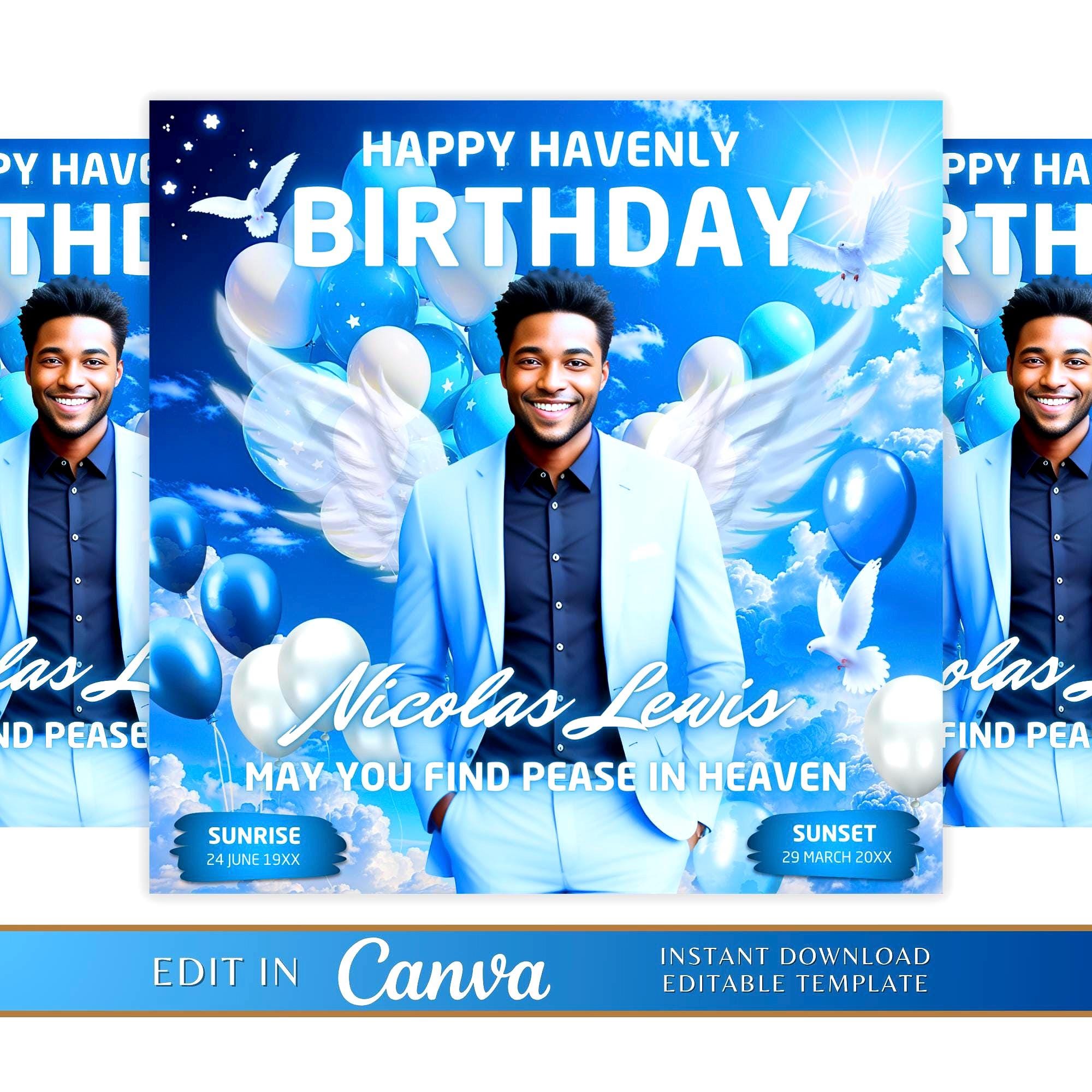 Balloon Release, in Loving Memory Flyer, Memorial Funeral Announcement ...