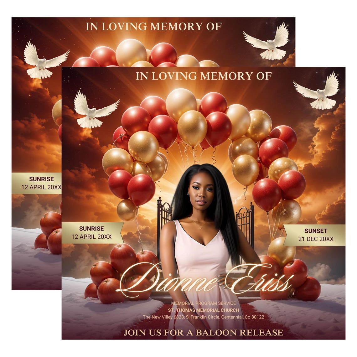 Balloon Release, in Loving Memory Flyer, Memorial Funeral Announcement ...