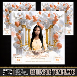 Balloon Release, in Loving Memory Flyer, Memorial Funeral Announcement ...