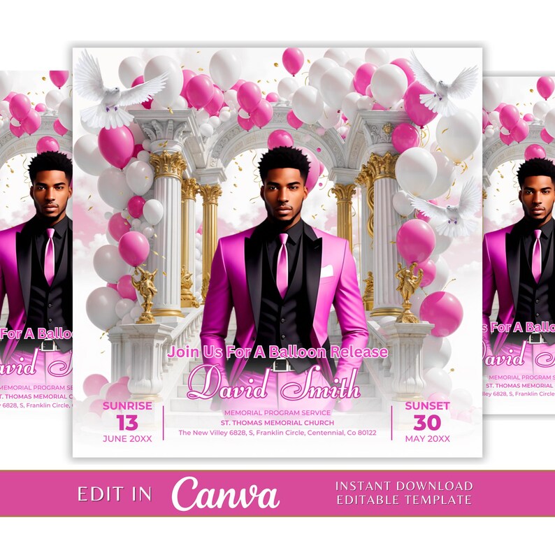 Balloon Release, in Loving Memory Flyer, Memorial Funeral Announcement ...