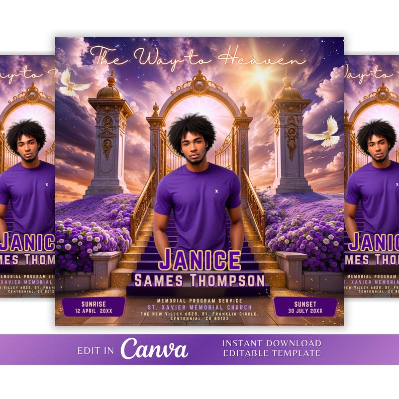 Memorial Funeral Announcement Flyer, Funeral Announcement Template ...