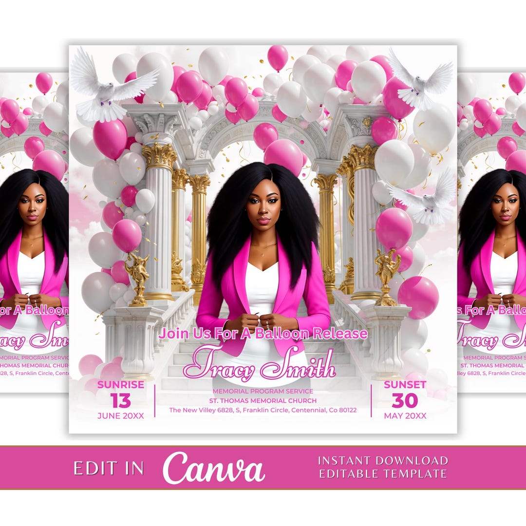 Balloon Release, in Loving Memory Flyer, Memorial Funeral Announcement ...