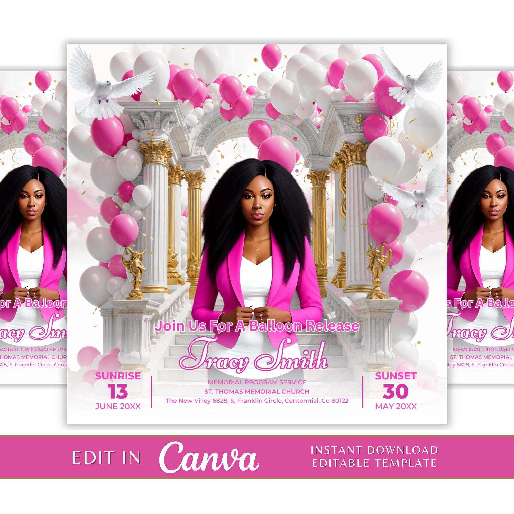 Balloon Release, in Loving Memory Flyer, Memorial Funeral Announcement ...