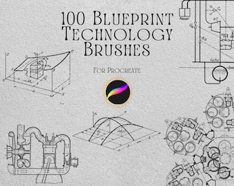 65 Diagram Procreate Stamp Brushes Pt2 / Graphs Math Blueprints Science Stamps Procreate Brush ...