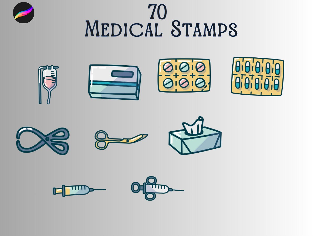 Procreate Medical Stamps | 70 Medical Stamp for Procreate - Etsy