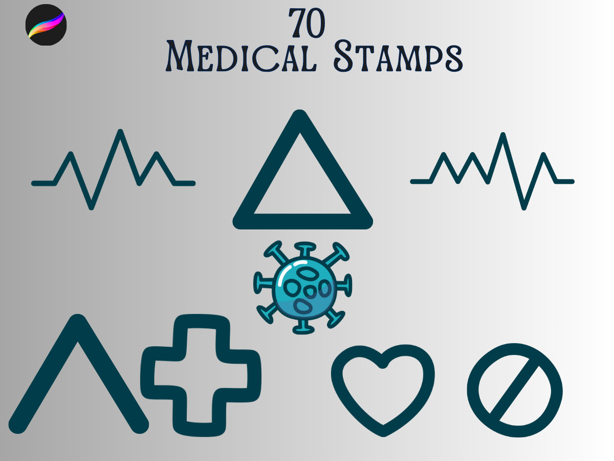 Procreate Medical Stamps 70 Medical Stamp for Procreate - Etsy