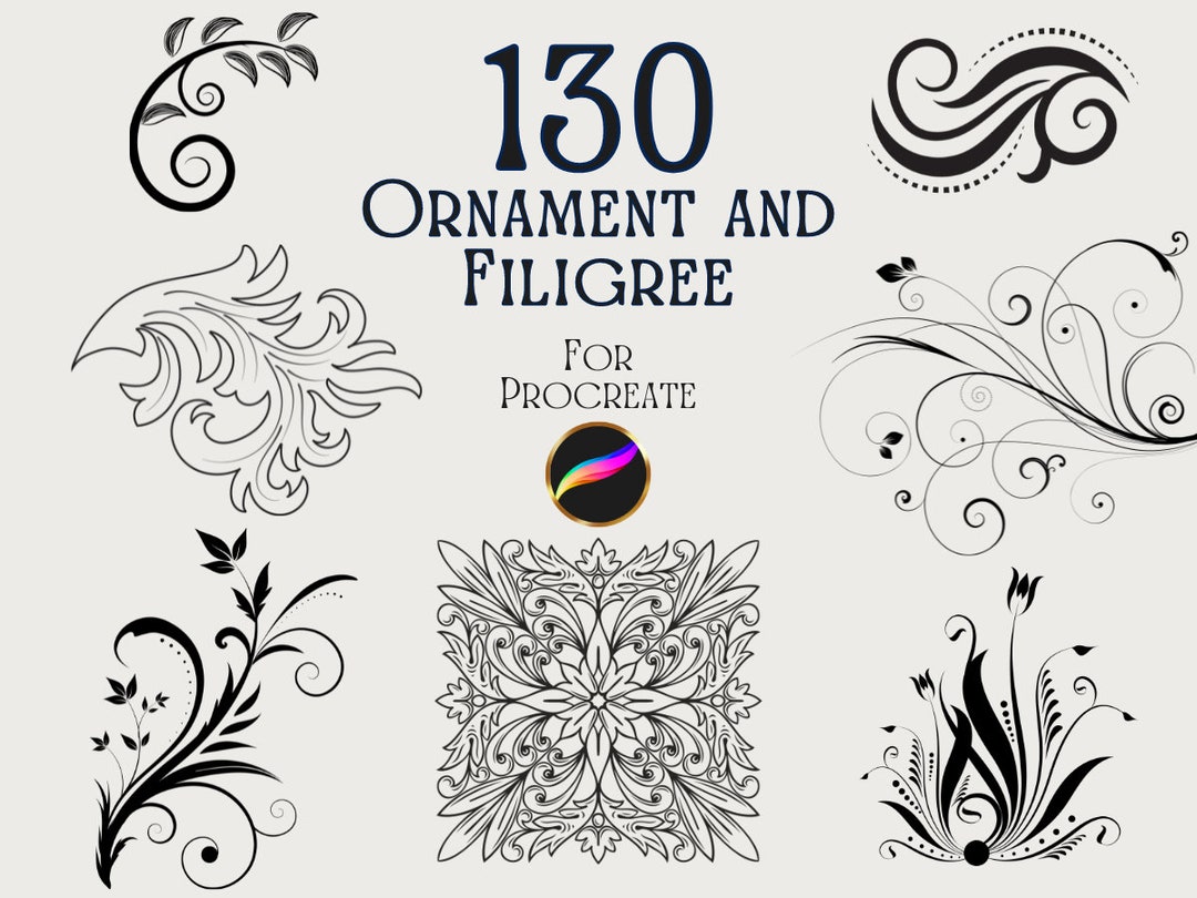 Procreate Ornaments and Filigrees: 130 Flower Brushes - Etsy