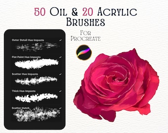 Procreate Brushes Impressionist Oil Painting Flat Thick Coating Realistic Acrylic Paint Gouache ...