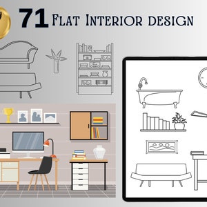 Procreate Interior Design Pack | Furniture Blocks | Floorplan Stamps ...