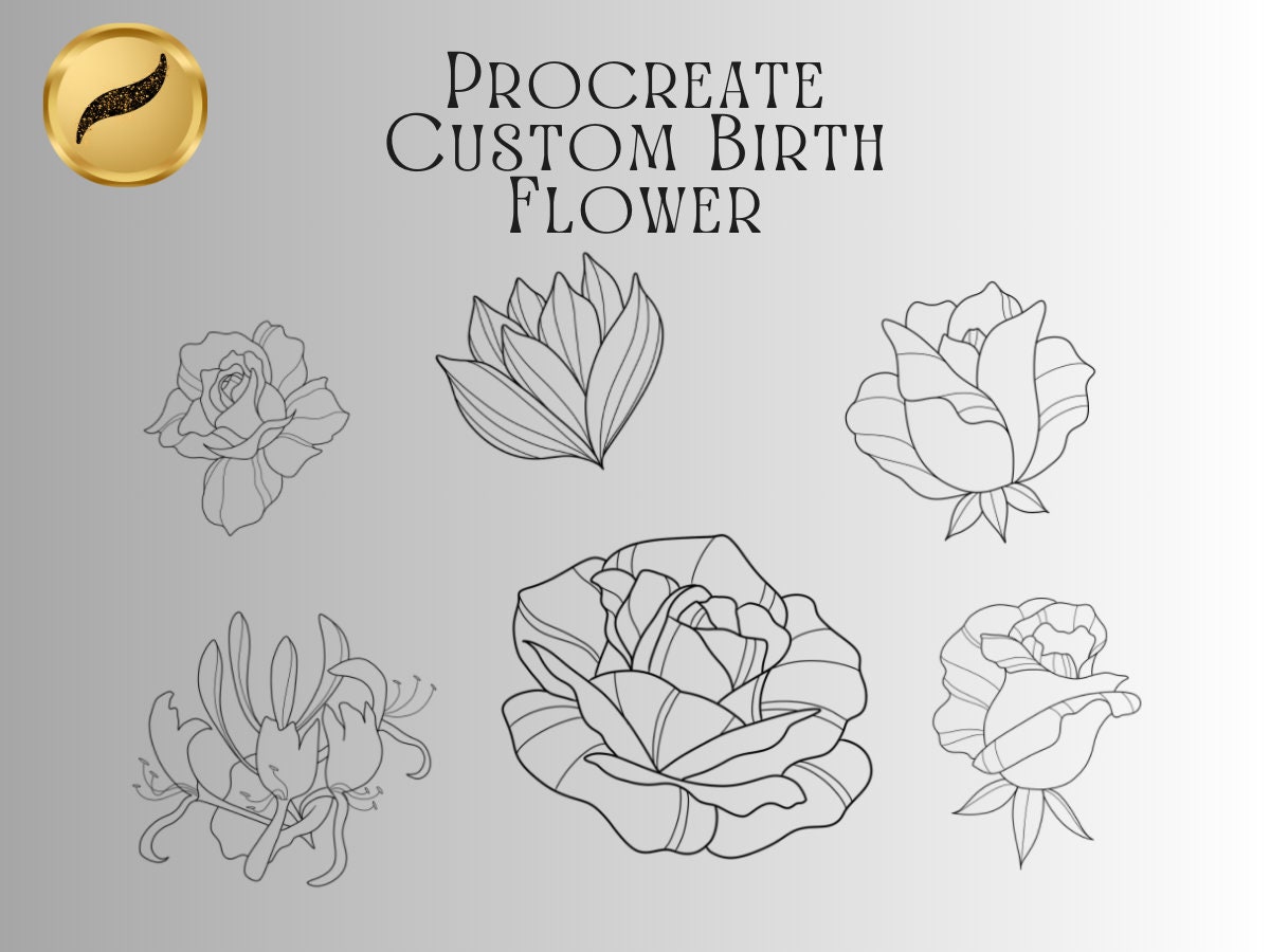 Procreate Custom Birth Flower Bouquet Minimalistic Flower Brushes ...