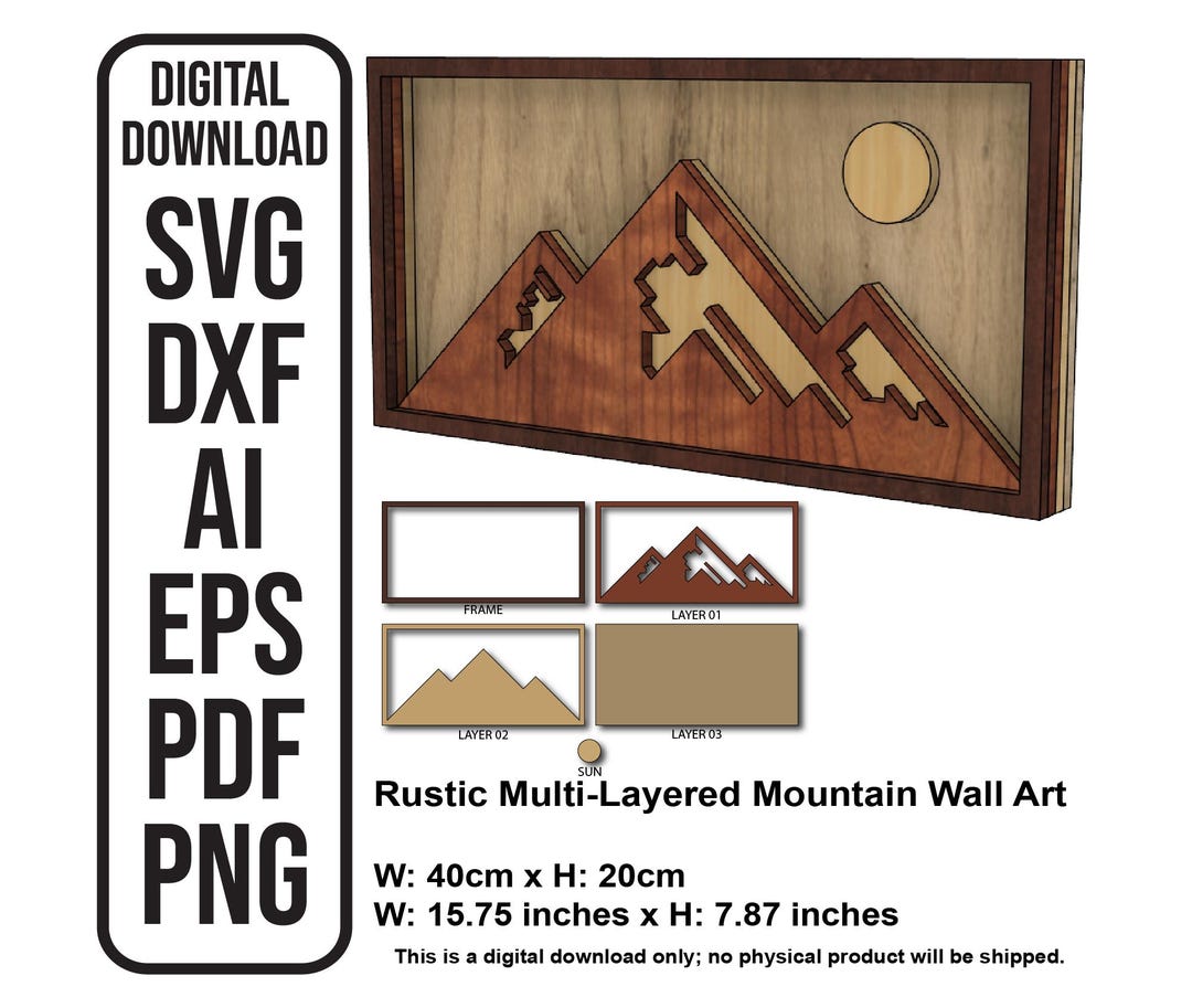 Rustic Mountain Shadow Box Laser Cut File (digital Download) - Etsy