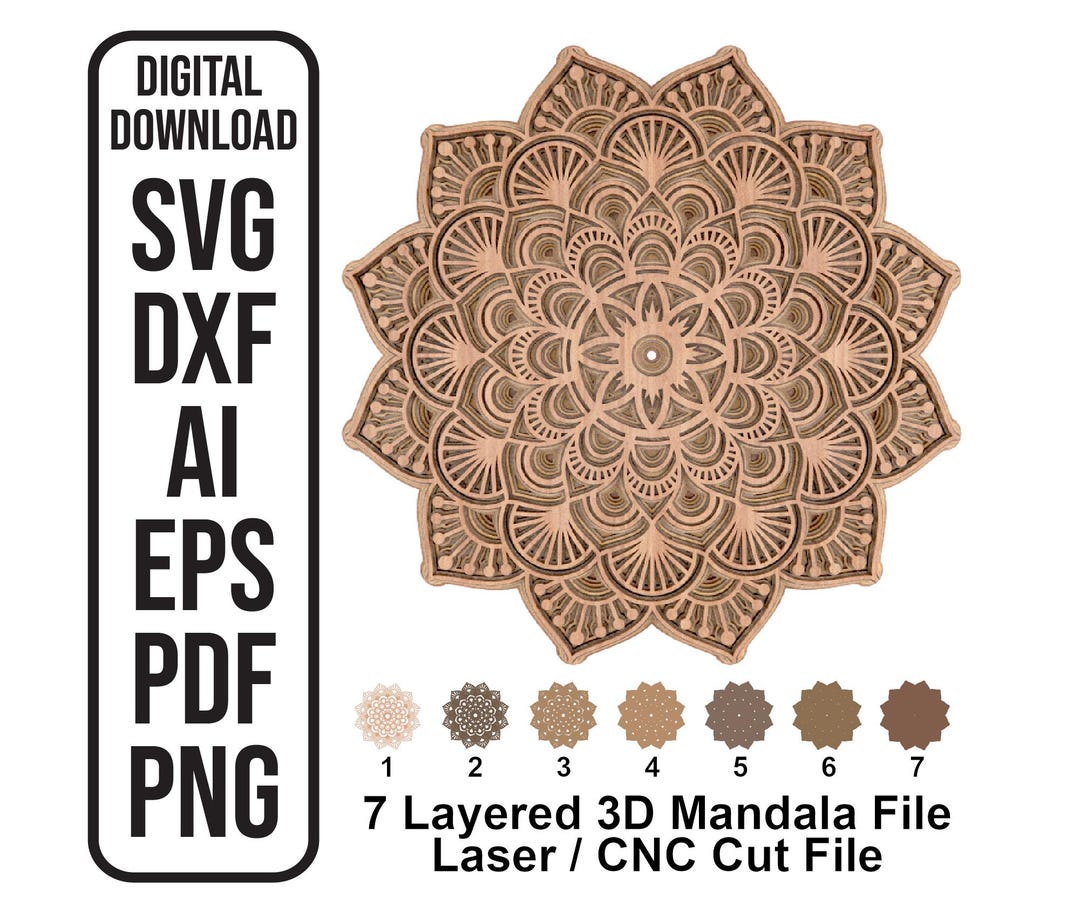 Mandala Vector Laser Cut File: 3D CNC Design (digital Download) - Etsy