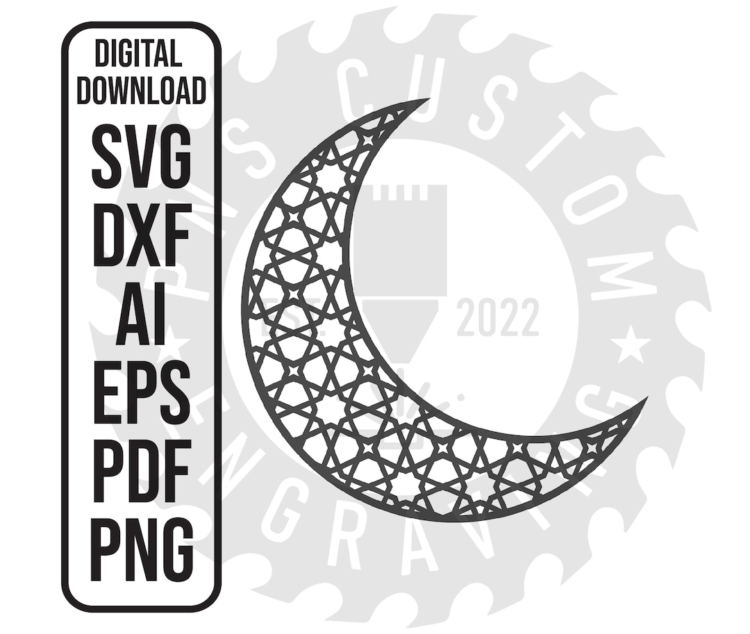 Crescent Moon SVG Mashrabiya Svg Ramadan Kareem Mubarak SVG Dxf Ai Pdf ...
