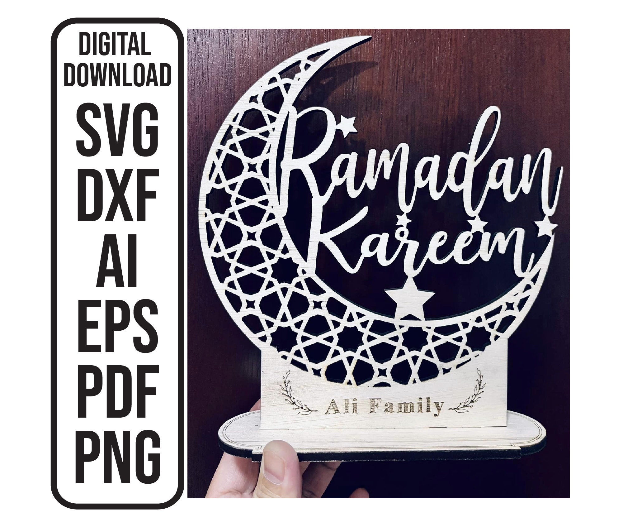 Ramadan Kareem Crescent Moon Laser Cut Cutting File Digital Download ...