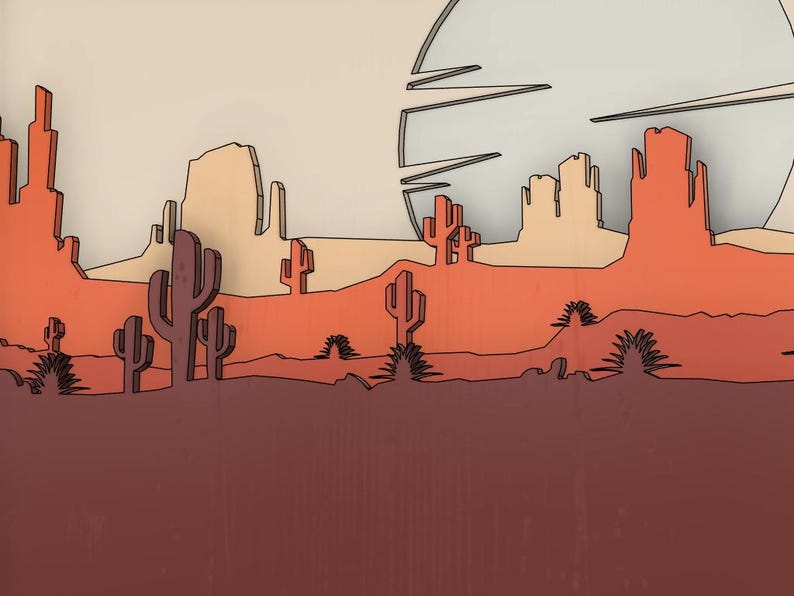 Desert Shadow Box Laser Cut File: Arizona Cactus Scene (digital ...
