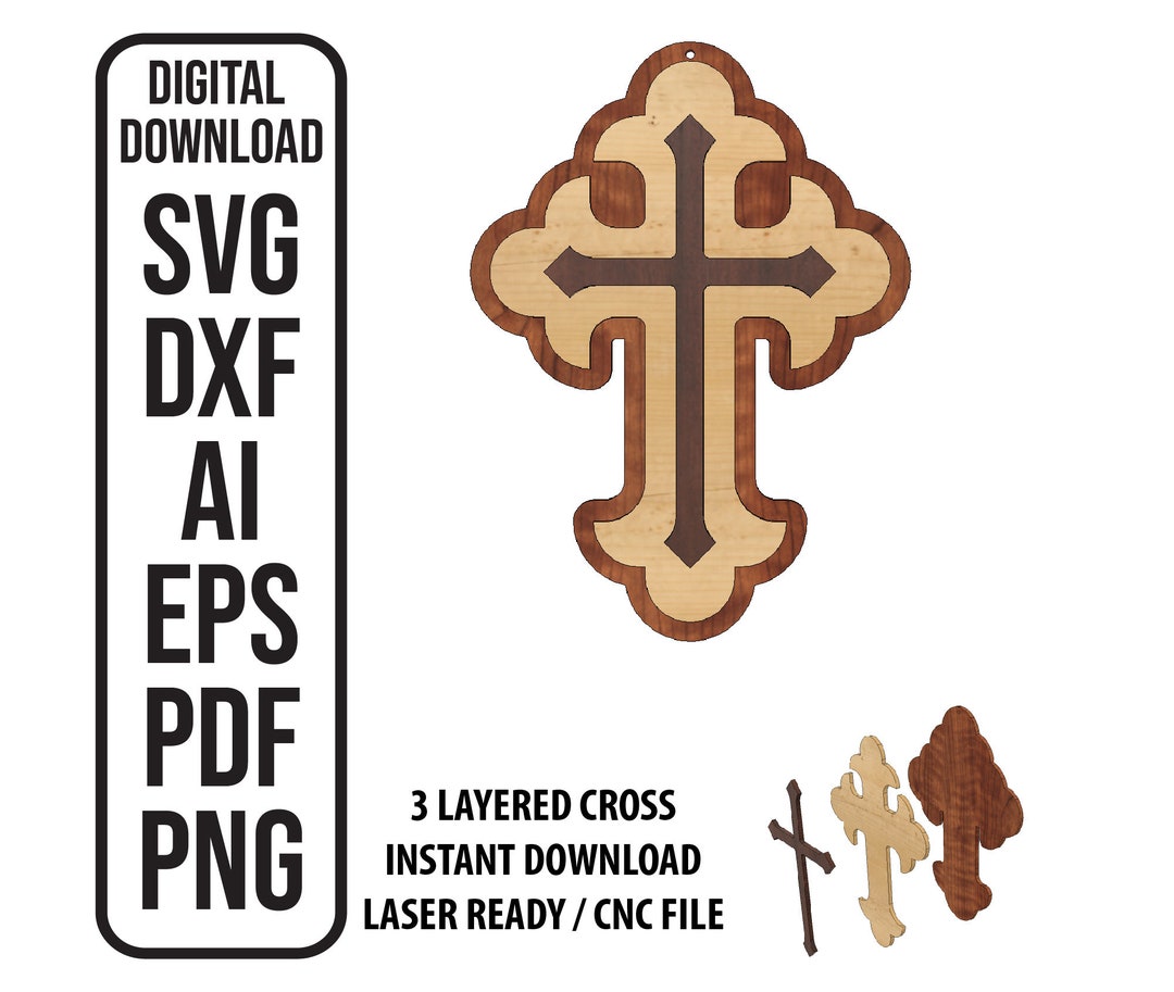 3 Layered Cross Laser Cut File (svg, Dxf, Ai, Eps, Pdf, Png) - Etsy ...