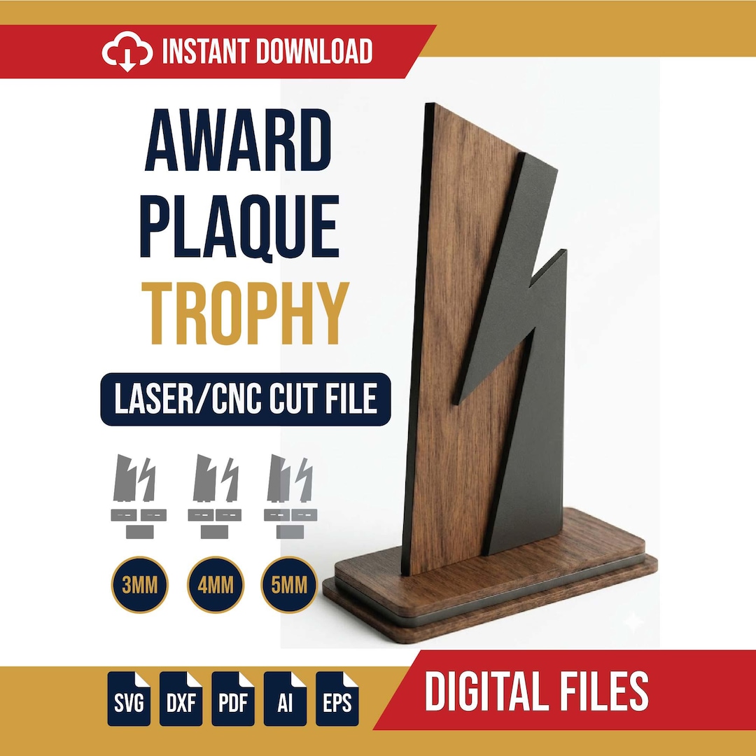 Award Plaque Trophy Modern Design Laser CNC Cut File Svg Dxf Ai Eps Pdf ...