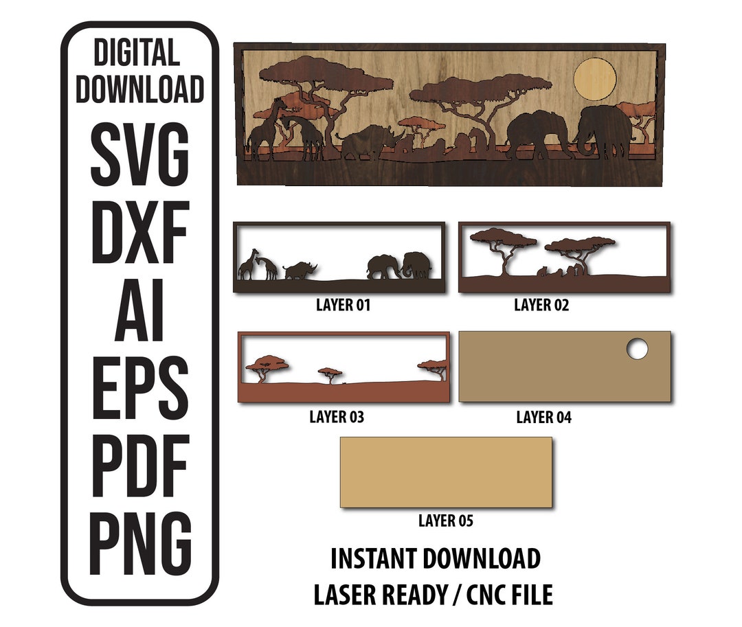 Multilayer African Savannah SVG African Safari Cut File Wall Decor ...