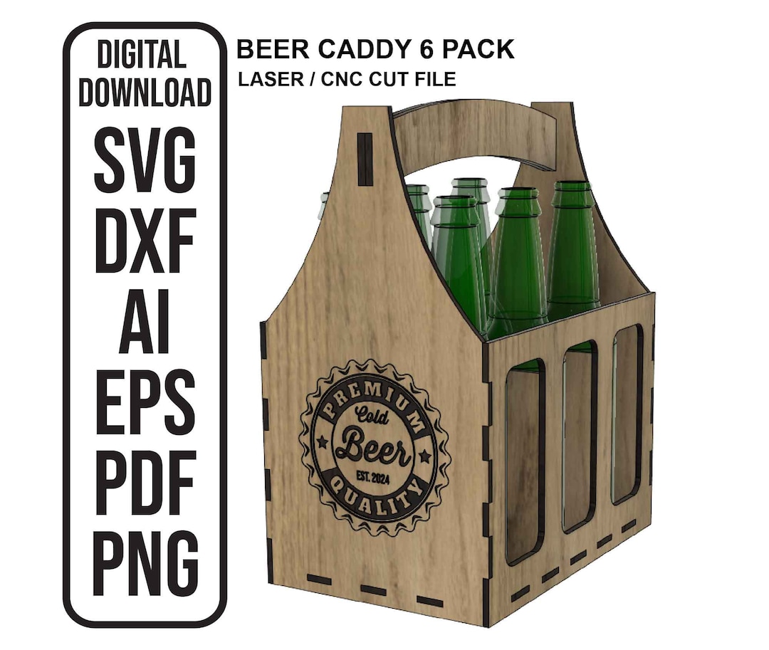 Beer Caddy Laser Cut Files Beer Caddy Laser File, DXF SVG Vector Desk ...