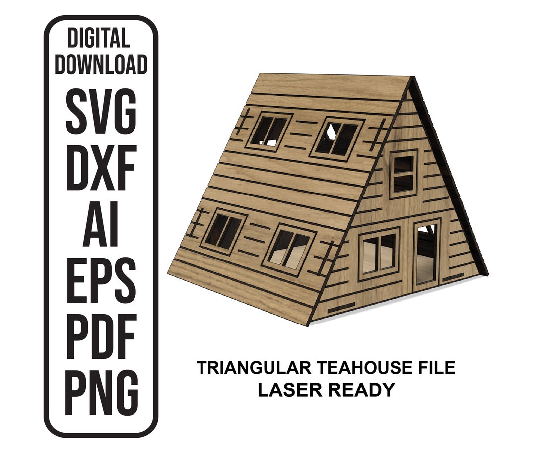 Teahouse Laser File Triangular Tea House Simple Laser Tea House Candle ...
