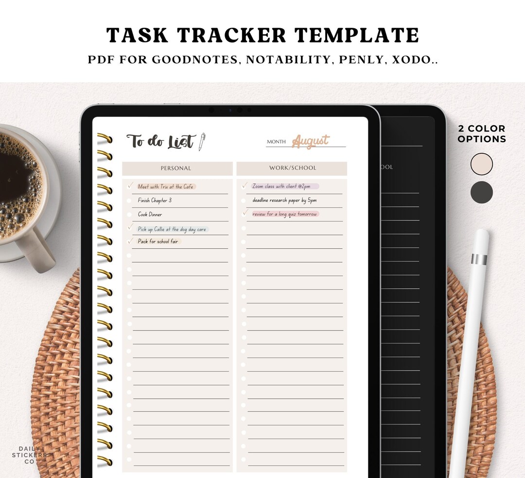 Digital to Do List Task Tracker Planner Template, iPad to Do List ...