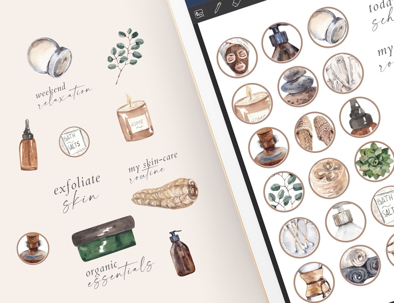 Pamper Time Goodnotes Digital Stickers, Spa Digital Stickers, Self-care ...