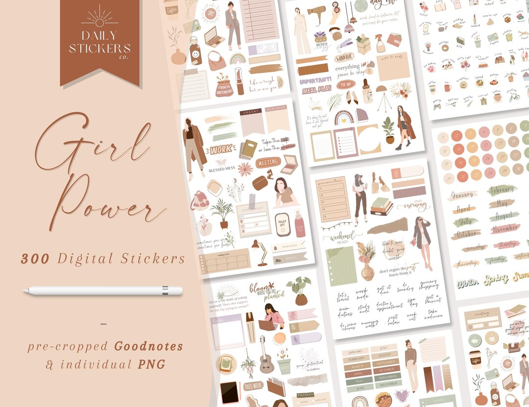 Girl Power Digital Stickers for Goodnotes, Everyday Use Stickers, Daily ...