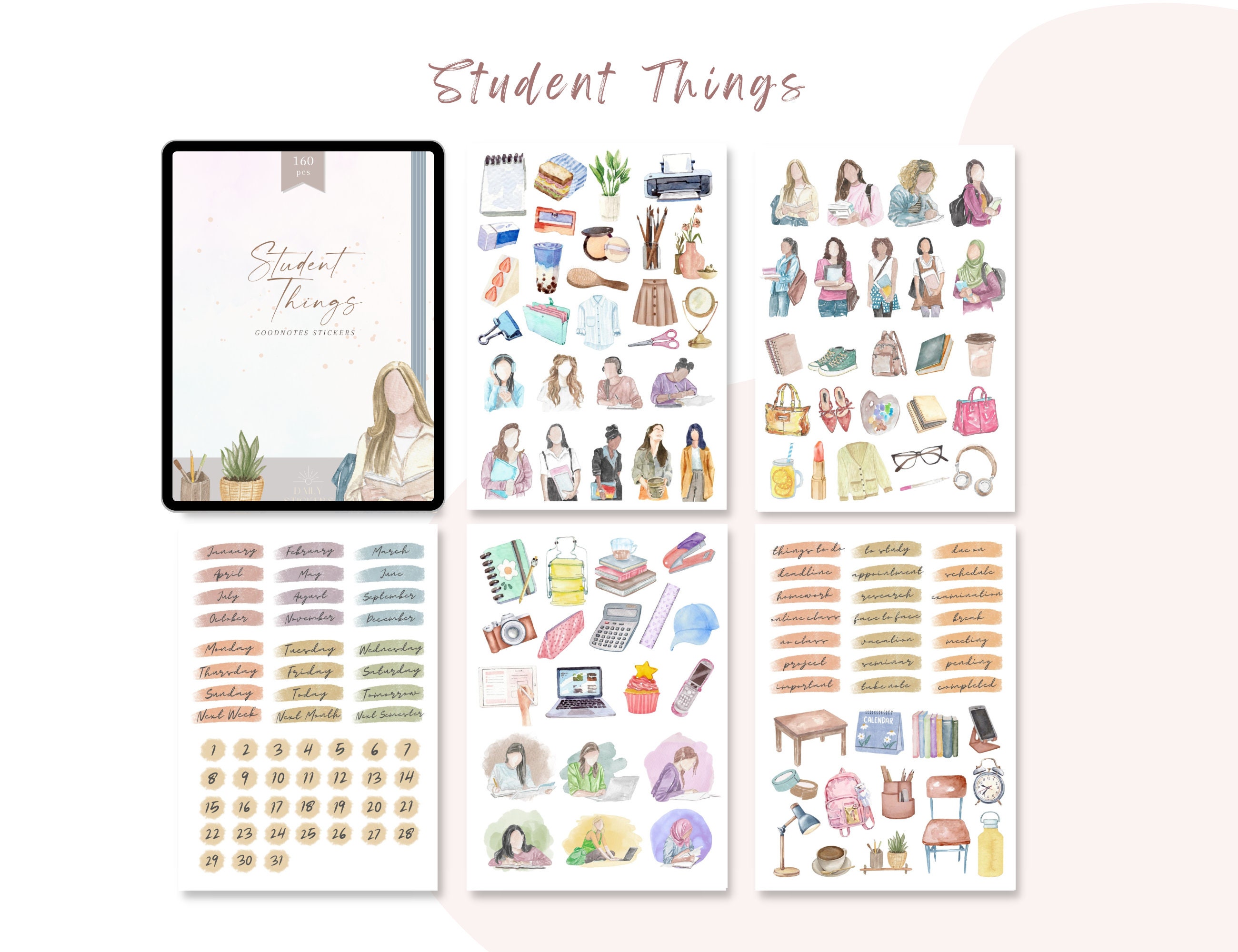 Student Digital Stickers for Goodnotes Working Student - Etsy