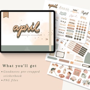 Month of April Goodnotes Digital Stickers for Everyday Use, Monthly ...