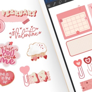 Pink Valentine Digital Stickers for Goodnotes, Valentine's Day Stickers ...