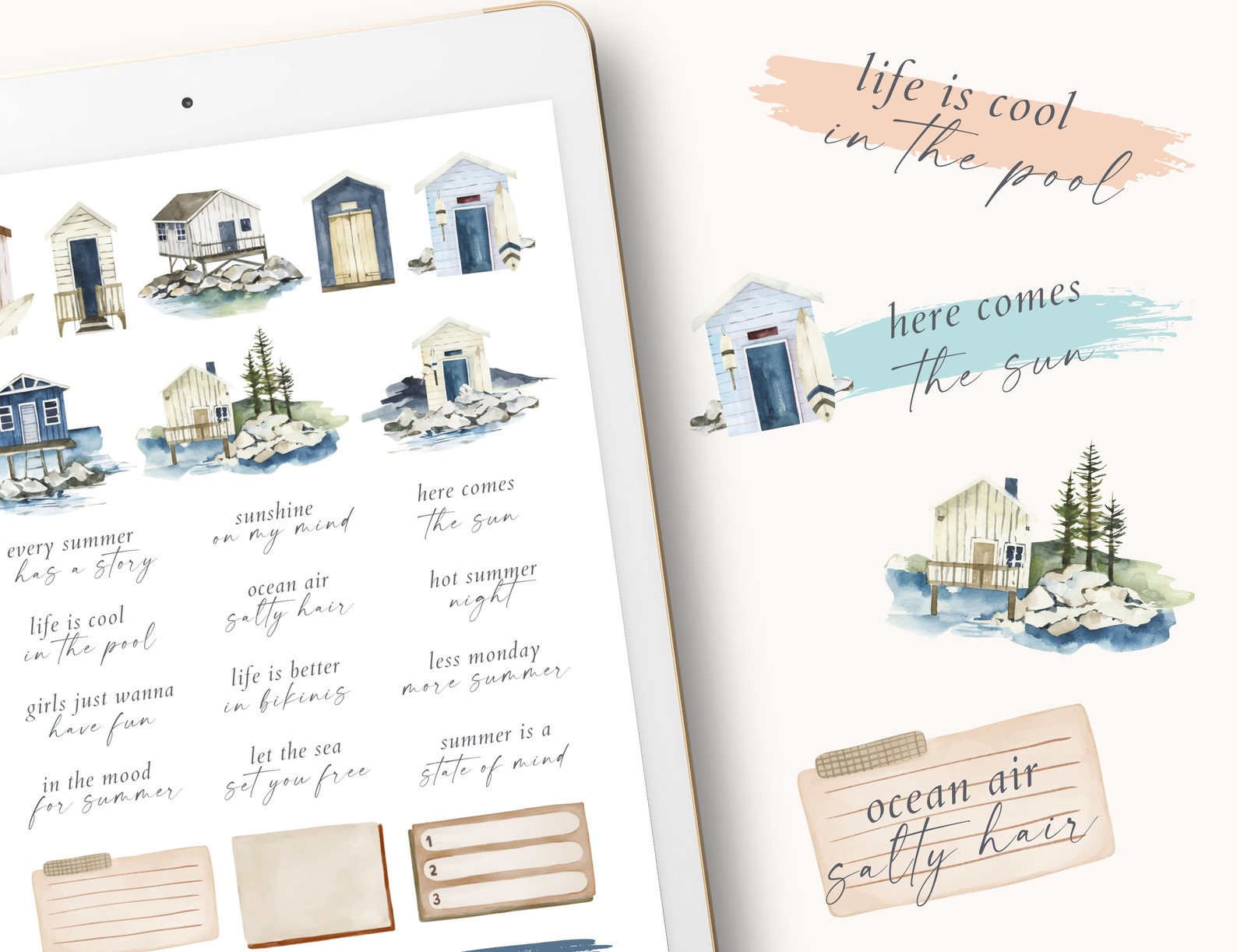 Beach Digital Stickers for Goodnotes, Season Stickers, Summer Stickers ...