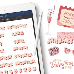 Pink Valentine Digital Stickers for Goodnotes, Valentine's Day Stickers ...