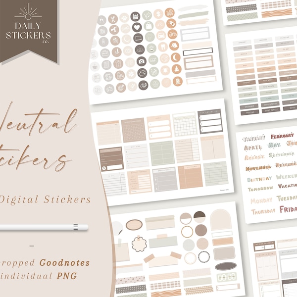 Neutral Stickers - Etsy