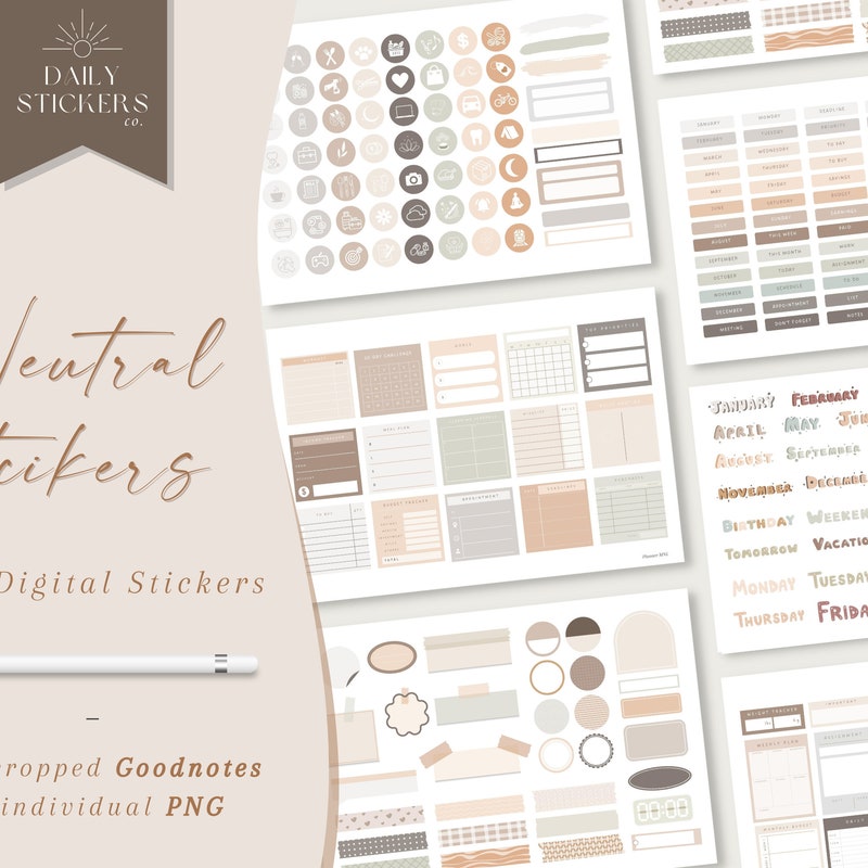 Neutral Stickers - Etsy