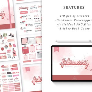 Month of February Goodnotes Digital Stickers for Everyday Use, Monthly ...