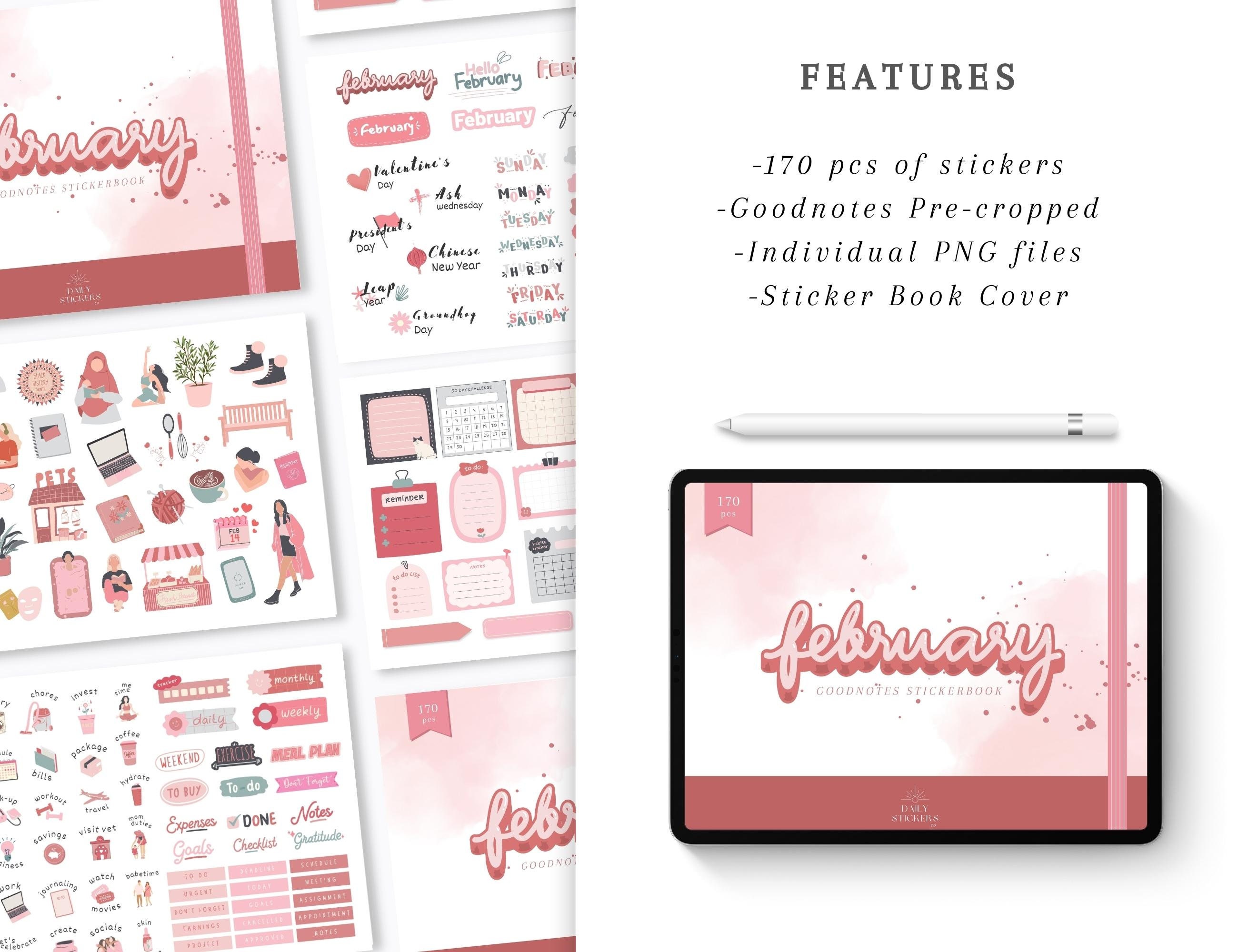 Month of February Goodnotes Digital Stickers for Everyday Use - Etsy