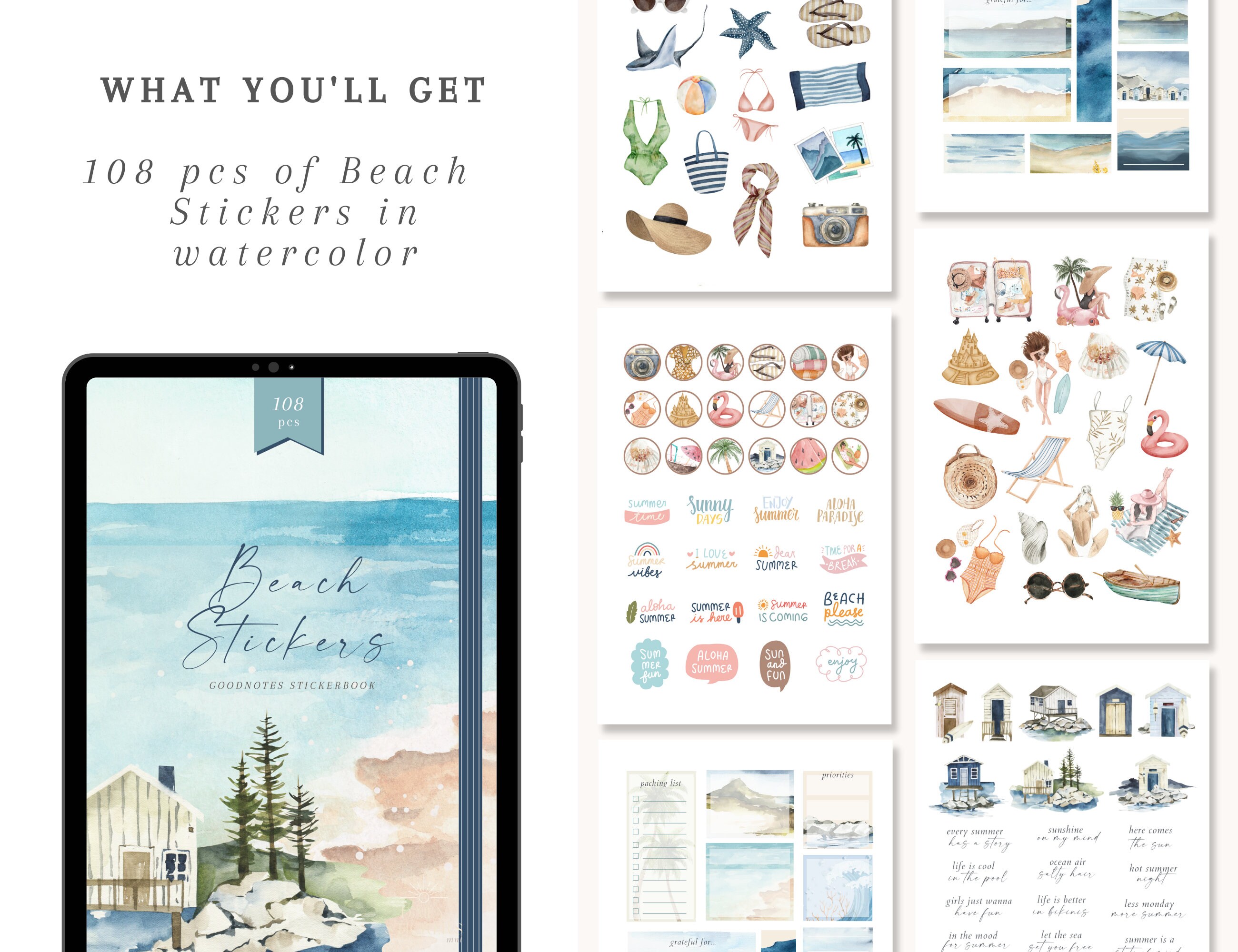 Beach Digital Stickers for Goodnotes Season Stickers Summer - Etsy