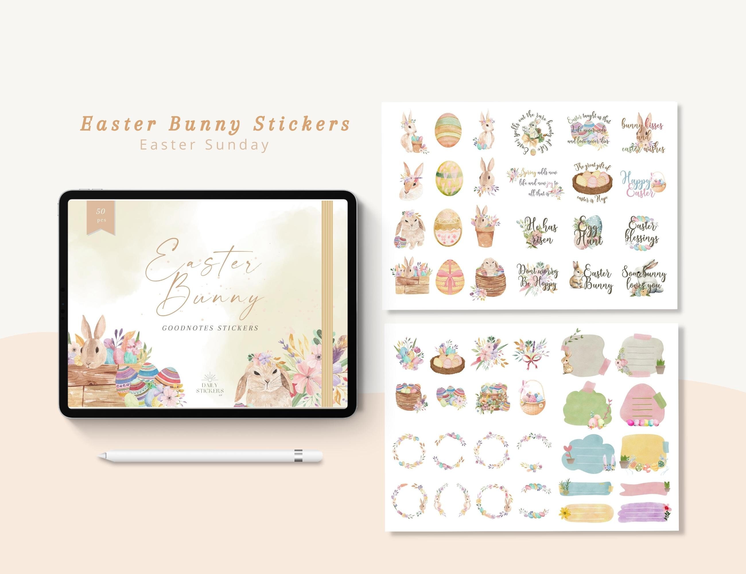 Easter Bunny Goodnotes Digital Stickers, Easter Sunday Stickers, Cute ...