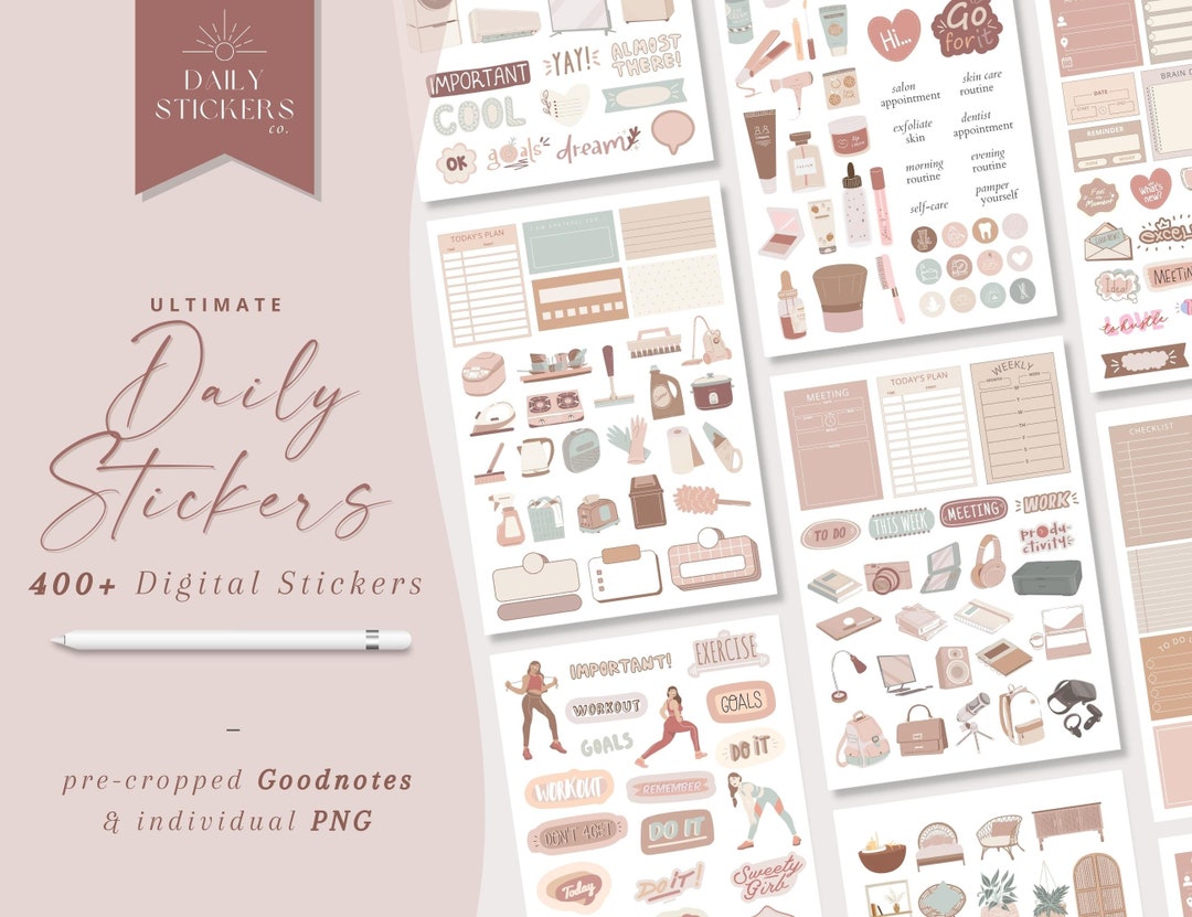 Goodnotes Daily Digital Stickers: Modern Planner Stickers (PNG) - Etsy
