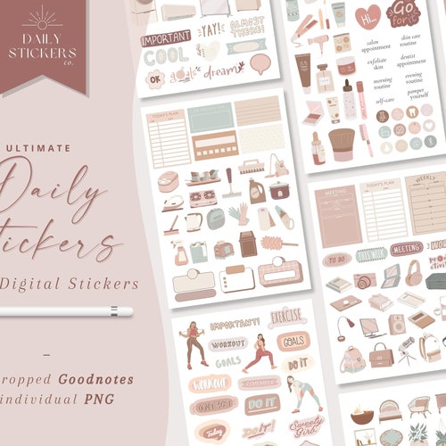 Daily Digital Stickers for Goodnotes Everyday Use Stickers - Etsy