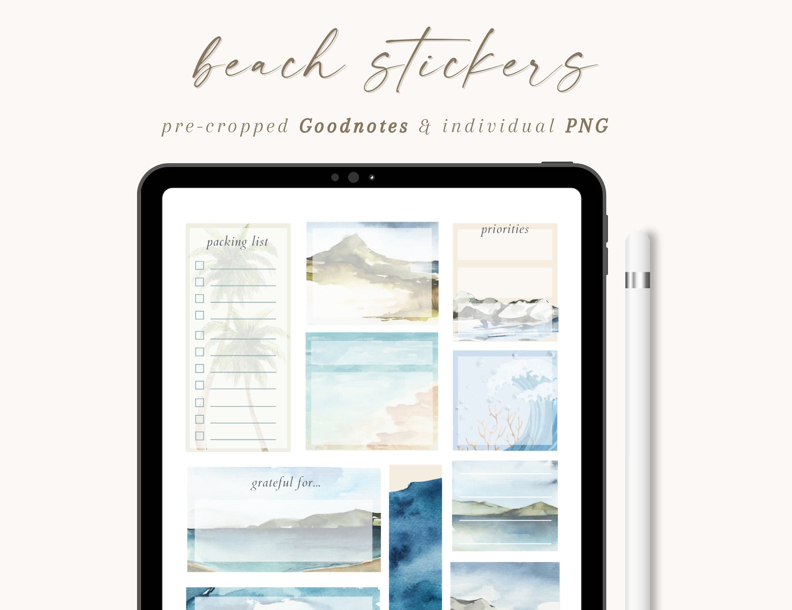 Beach Digital Stickers for Goodnotes, Season Stickers, Summer Stickers ...