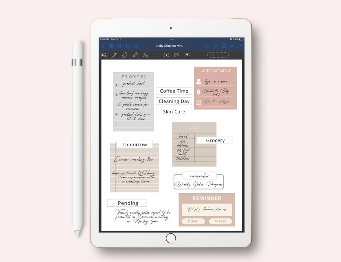 Must-have Everyday Widgets Digital Stickers for Goodnotes - Etsy