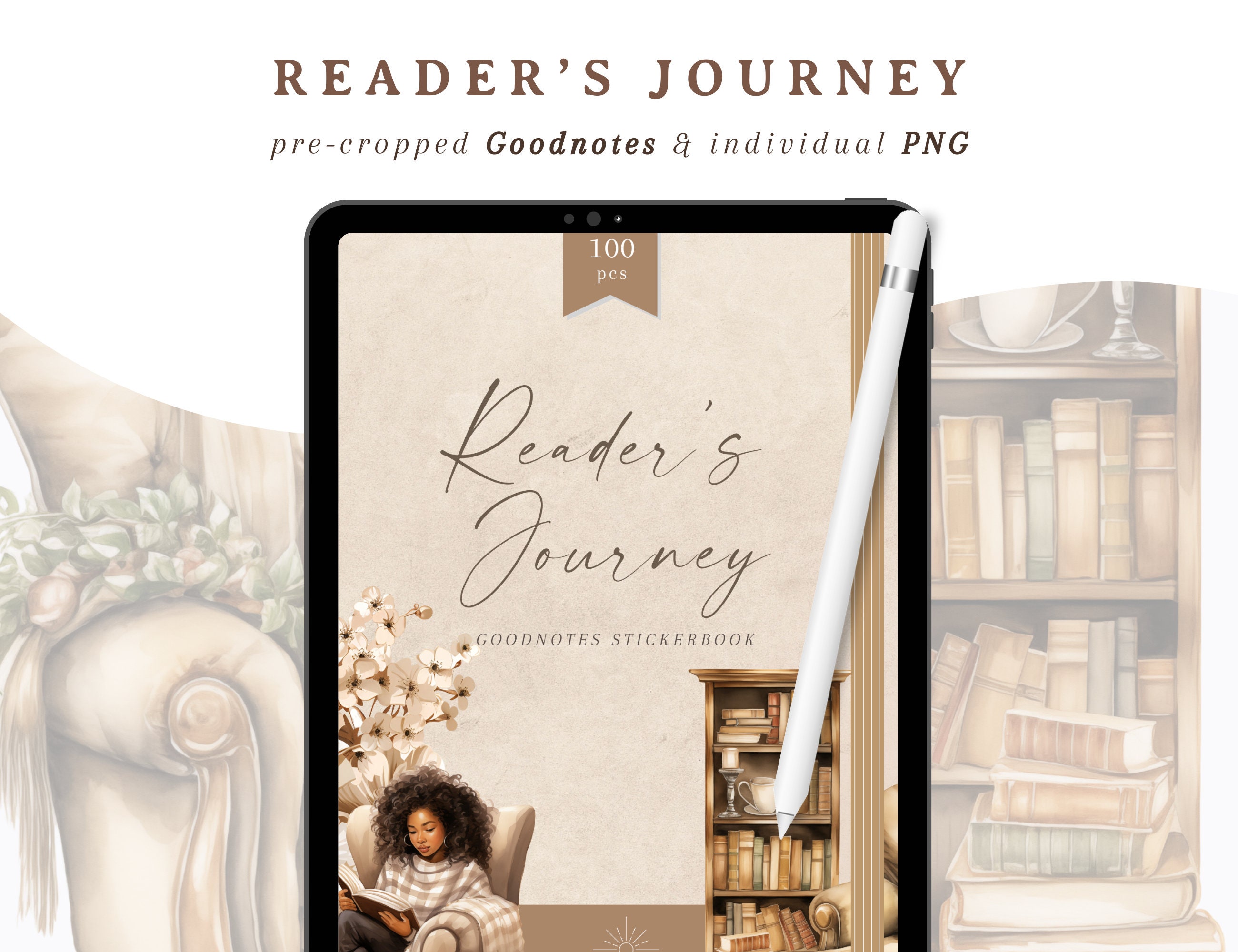 Reader's Journey Goodnotes Digital Stickers for Everyday Use, Aesthetic ...